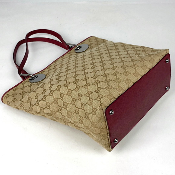 Gucci | Bags | Gucci Gg Gg Red Tan Shoulder Pattern Tote Bag | Poshmark